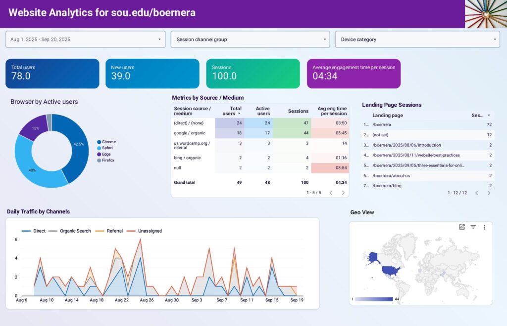 Google Analytics Traffic on This Site – Anne Boerner